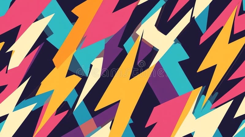 Vibrant Abstract Lightning Bolt Pattern in Bold Colors on a Dark ...