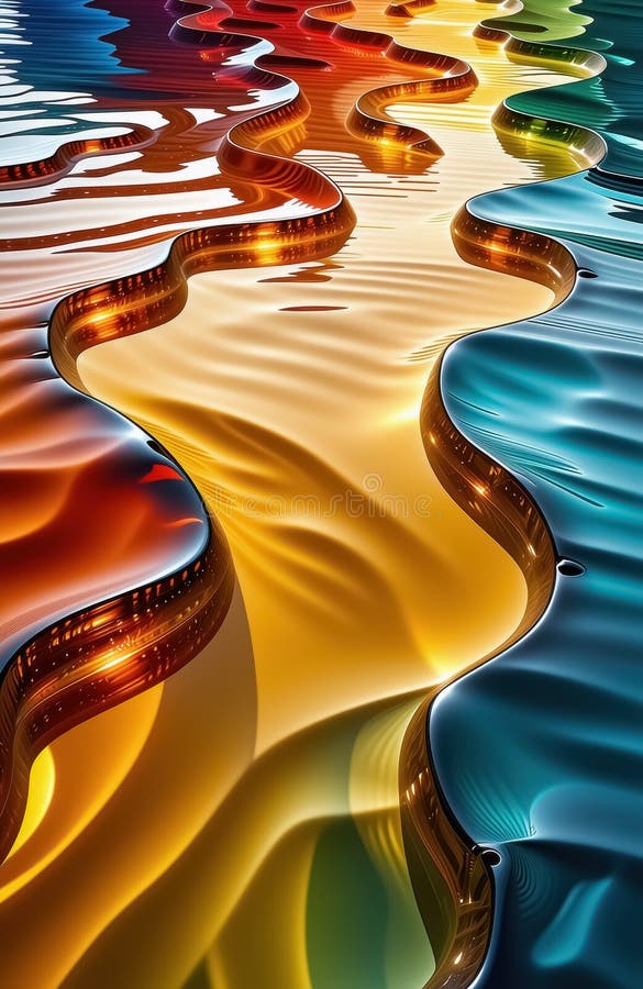 Vibrant Abstract Liquid Pattern with Colorful Waves and Reflections. AI ...