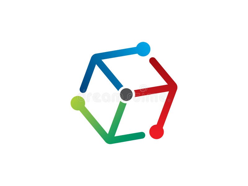 A Vibrant Abstract Logo Design Featuring a Cube Interconnected by Lines ...