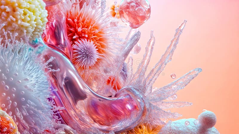 Vibrant Abstract Macro Shot of Bioluminescent Underwater Sea Creatures ...