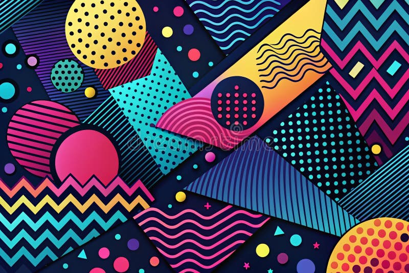 Vibrant Abstract Memphis Style Design a Dynamic Silhouette of Colorful ...