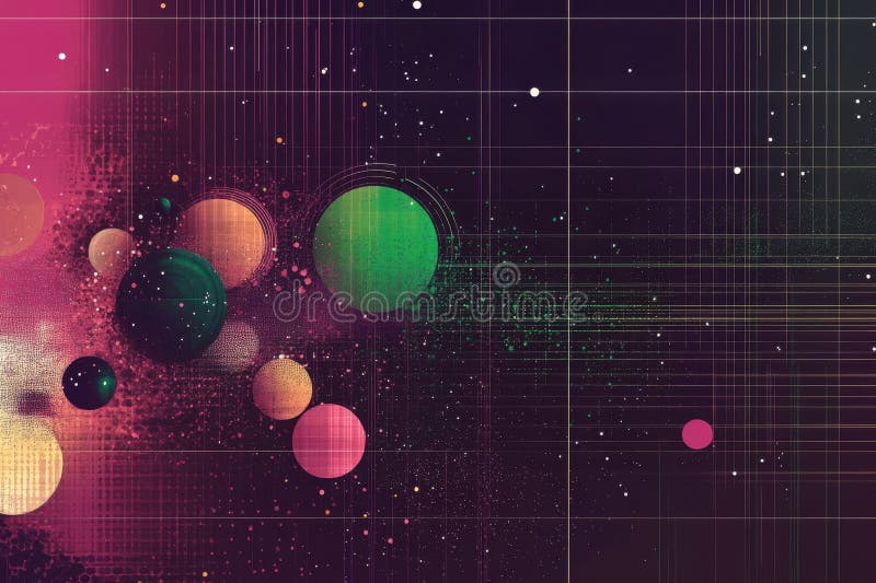 Vibrant Abstract Minimalist Design with Colorful Spheres and Grid ...