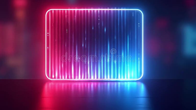 Abstract Neon Rectangle with Vertical Lines - Glowing Futuristic Design ...