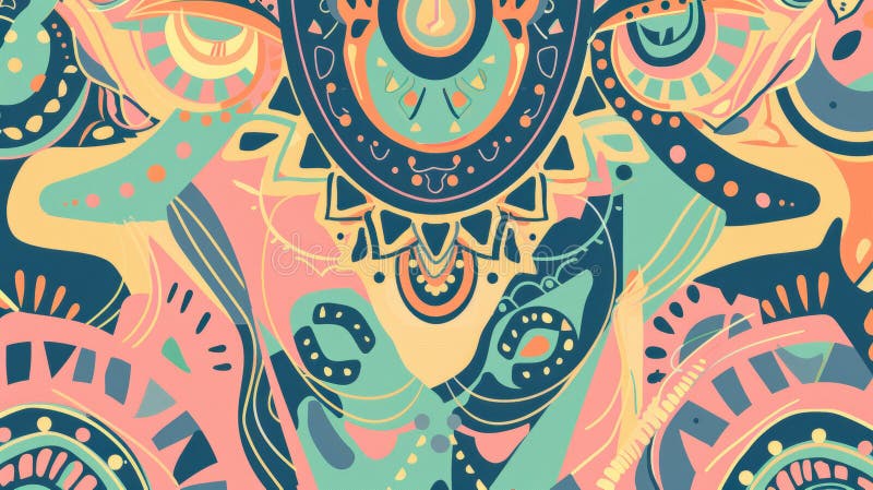 Vibrant Abstract Mural with Ancient Cultural Patterns Stock ...