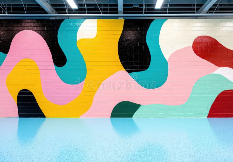 Vibrant Abstract Mural with Colorful Shapes and Patterns Stock ...