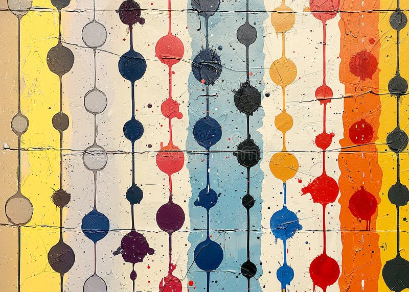 Vibrant Abstract Mural Featuring Colorful Dots in a Rhythmic Pattern on ...