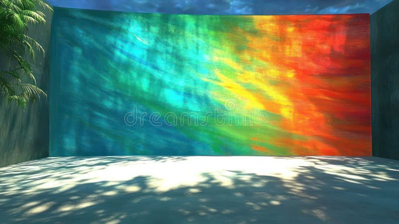 A Vibrant, Abstract Mural Featuring a Gradient of Colors on a Textured ...