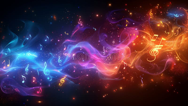 Vibrant Abstract Musical Notes in Motion Stock Photo - Image of fluid ...