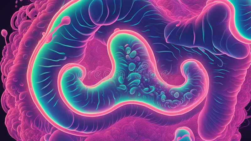 Vibrant Abstract Neon Bio Design with Glowing Organic Forms Stock ...