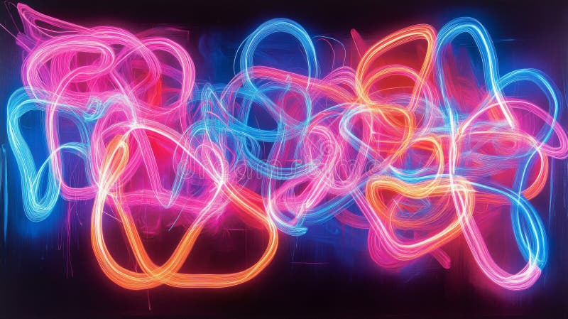 Vibrant Abstract Neon Light Painting Stock Illustration - Illustration ...