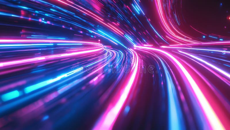 Vibrant Abstract Neon Streaks Creating Futuristic Warp Effect Stock ...