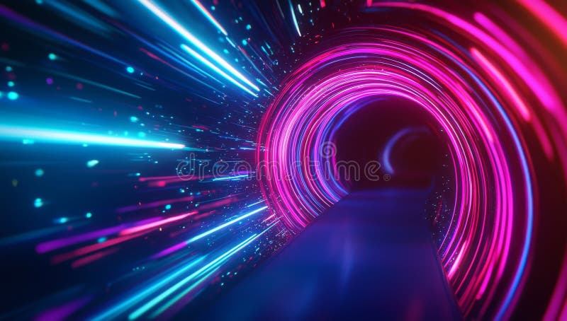 Vibrant Abstract Neon Streaks Creating Futuristic Warp Effect Stock ...