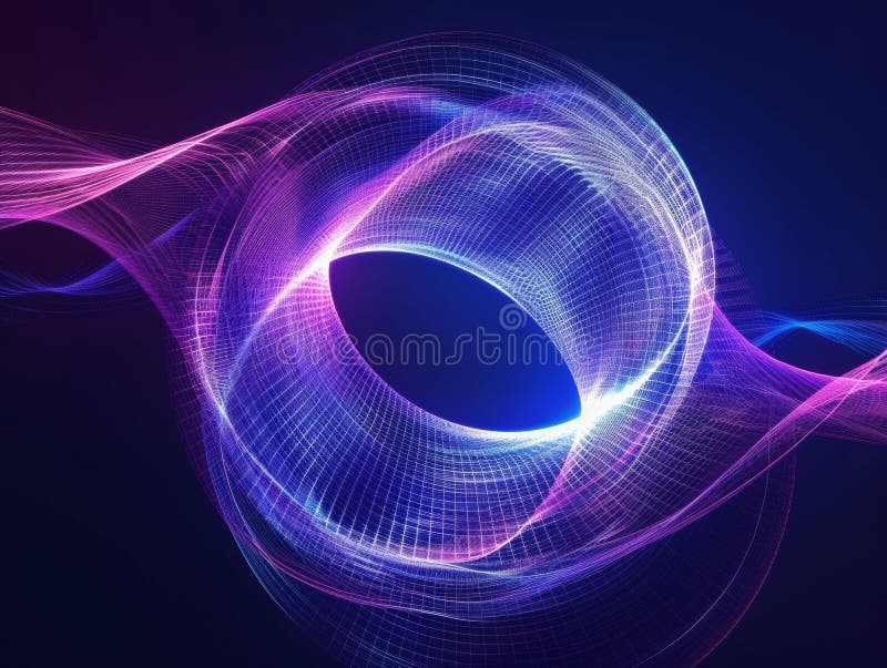 A Vibrant, Abstract Neon Wave Forms Intricate Patterns on a Dark ...