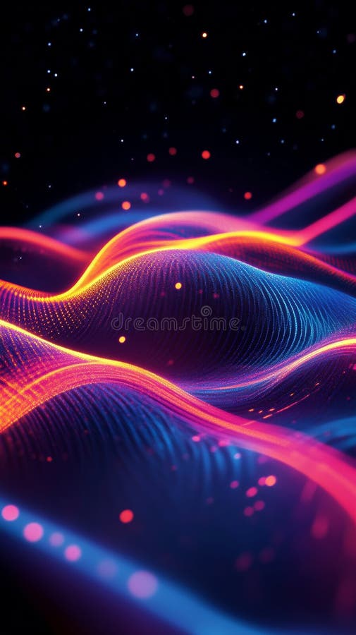 Vibrant Abstract Neon Wave Patterns in Digital Art, Futuristic Design ...