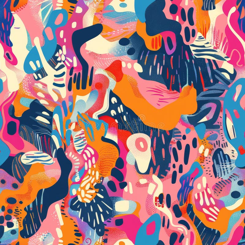 Vibrant Abstract Organic Shapes Pattern in Bold Colors Stock Image ...