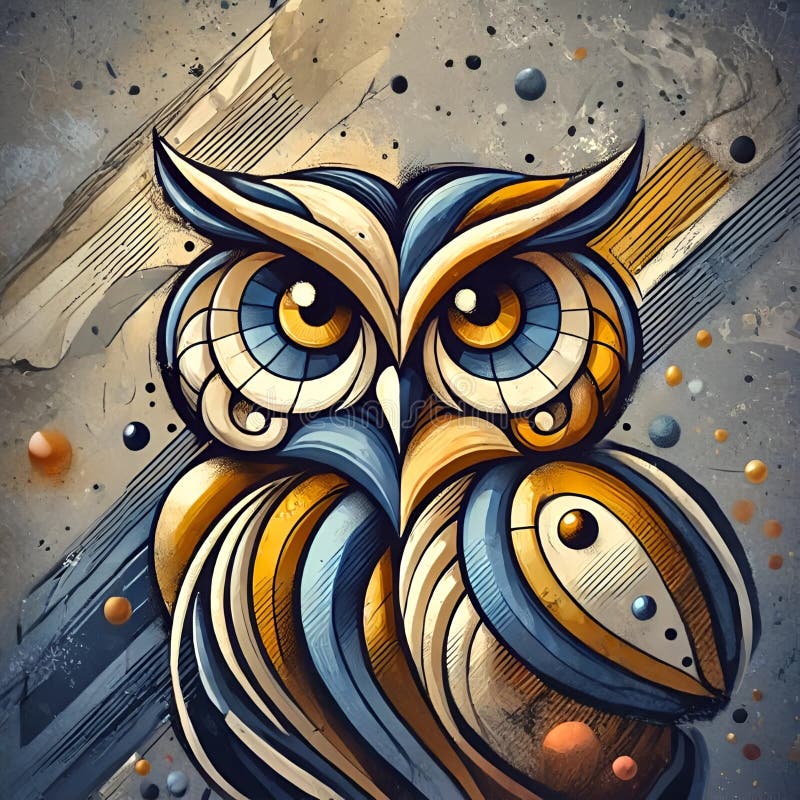 Vibrant Abstract Owl with Geometric Patterns Stock Illustration ...