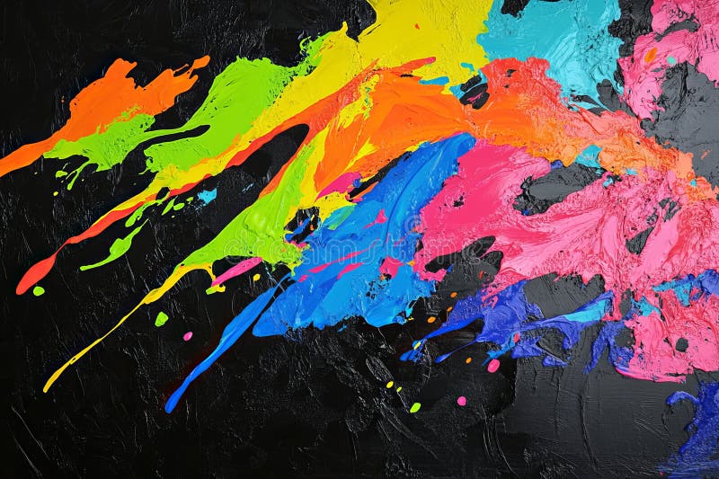 Vibrant Abstract Paint Splash on Black Canvas Showcasing Bold and ...