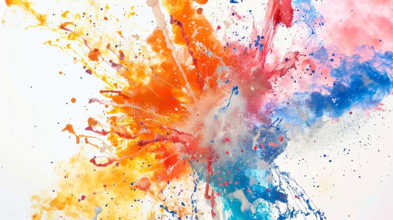 Vibrant Abstract Paint Splash Explosion on White Background Stock ...