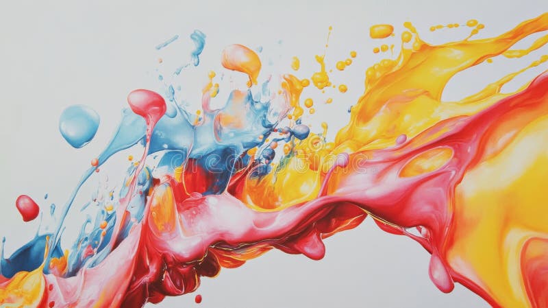 Vibrant Abstract Paint Splash in Motion with Red, Blue, and Yellow ...