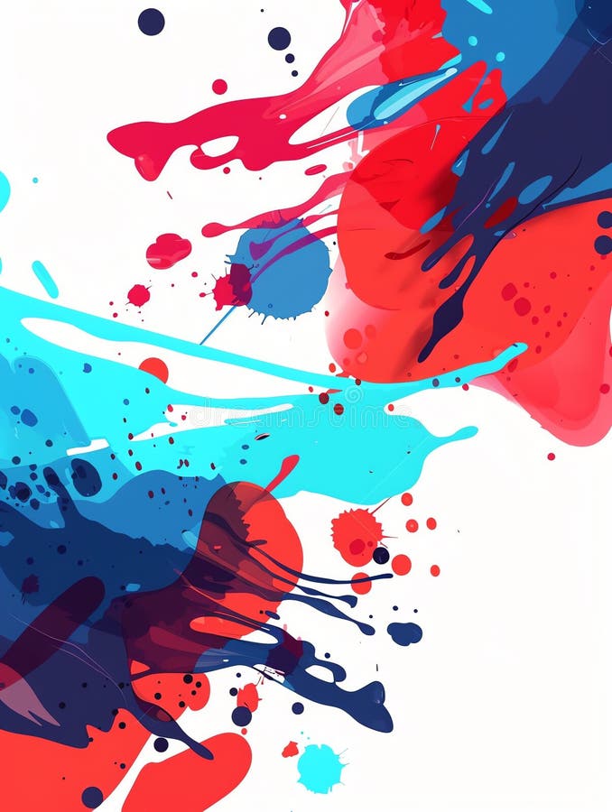 Vibrant Abstract Paint Splatter Background. Red, Blue, and Teal Stock ...