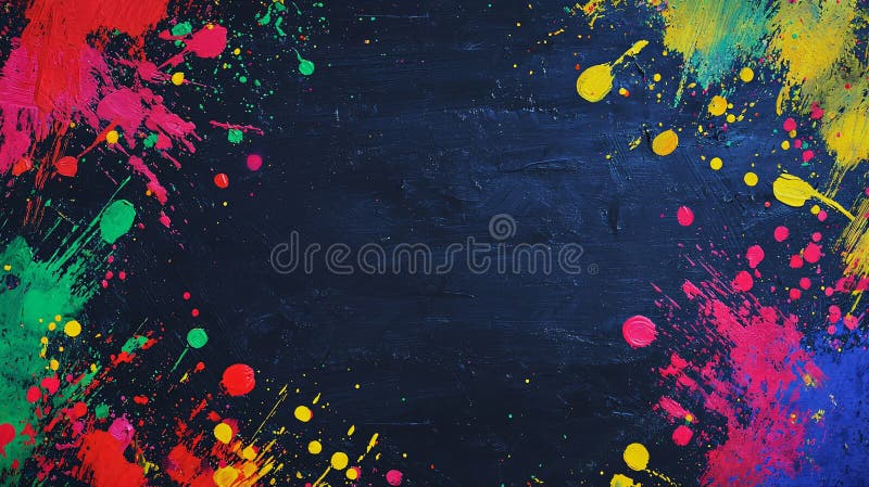 Vibrant Abstract Paint Splatter Background Texture Bold Colors on Dark ...