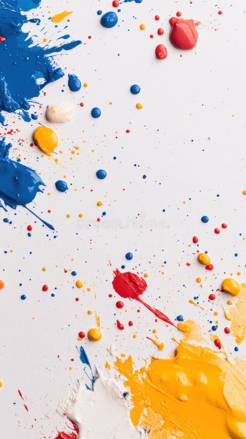 Vibrant Abstract Paint Splatter with Bold Colors on White Canvas ...