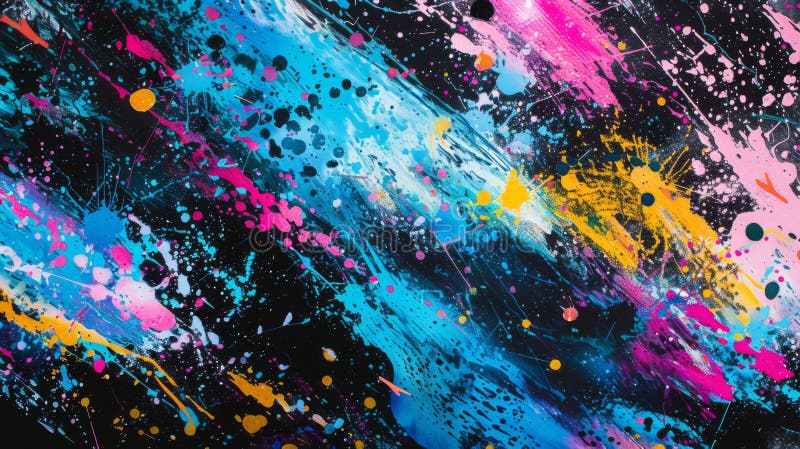 Vibrant Abstract Paint Splatter Explosion on Dark Background Stock ...