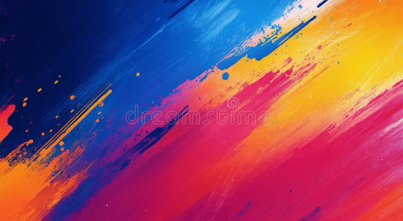 Vibrant Abstract Painting with Bold Brush Strokes in Bright Colors and ...