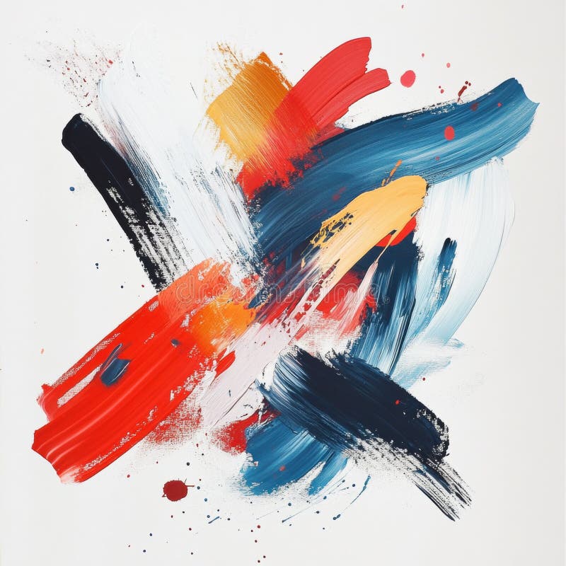 Vibrant Abstract Painting with Bold Brush Strokes and Splashes Stock ...