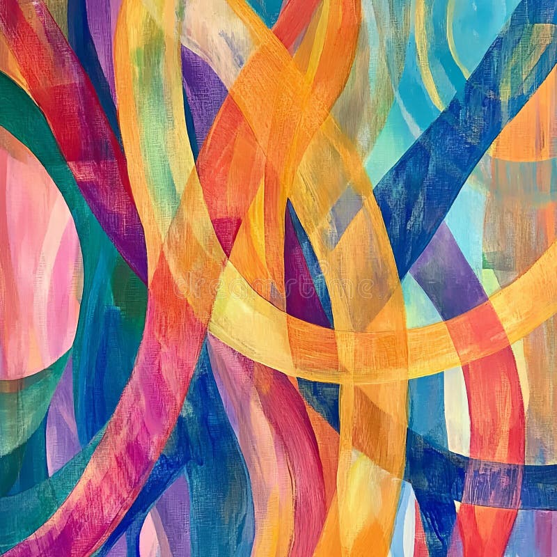 Vibrant Abstract Painting with Colorful Interwoven Lines and Dynamic ...