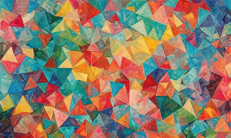 Vibrant Abstract Painting Features Overlapping Triangular Shapes in ...