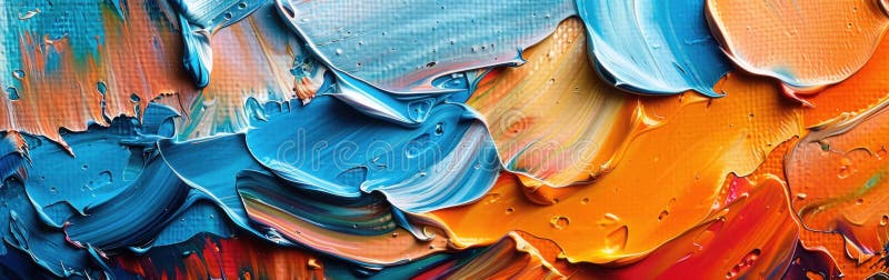 Vibrant Blue and Orange Abstract Painting Texture on Canvas - Colorful ...