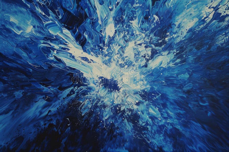 A Vibrant Abstract Painting Featuring a Burst of Deep Blue Colors ...