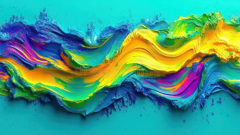 A Vibrant Abstract Painting Featuring Flowing Colors in a Wave-like ...