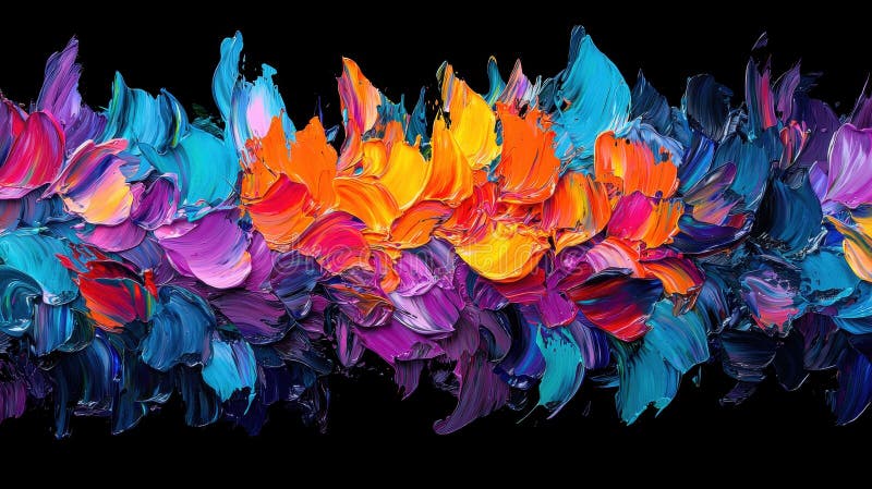 A Vibrant Abstract Painting of Overlapping Flowers in Various Colors ...
