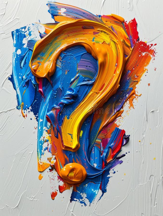 A Vibrant Abstract Painting with a Question Mark in Bold Colors. Stock ...