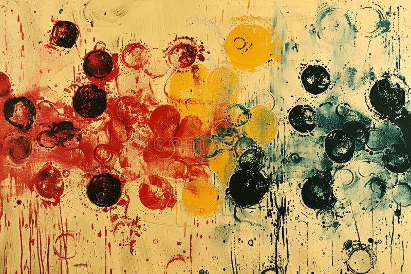 Vibrant Abstract Painting with Red, Yellow, and Blue Circles ...