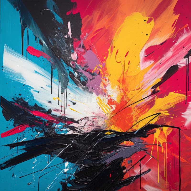 Vibrant Abstract Painting with Ruby: Energetic Compositions by David ...