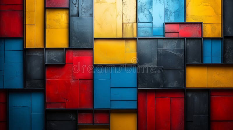 Vibrant Abstract Painting of Squares and Rectangles Stock Photo - Image ...