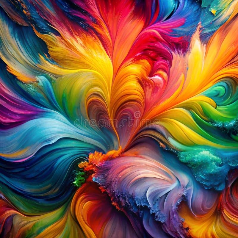 Vibrant Abstract Painting with Swirling Colors, Ai-Generated Images ...