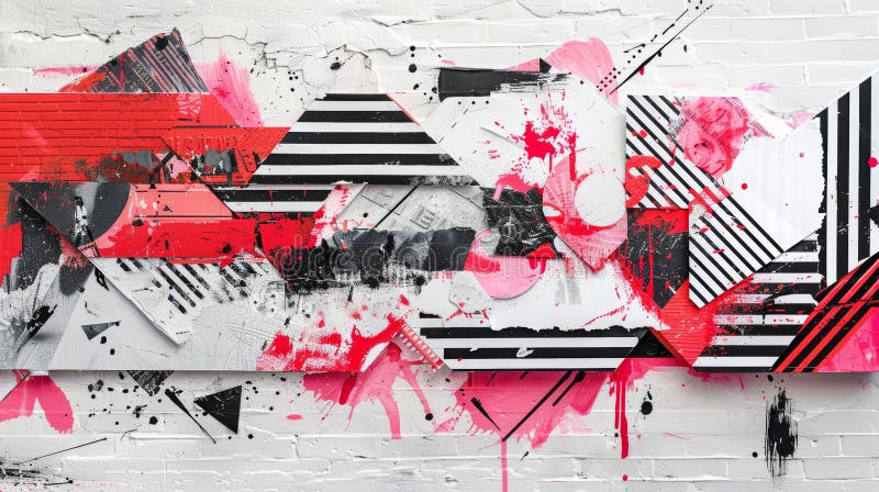 Vibrant Abstract Paper Arts Collage with Geometric Shapes and Bold ...