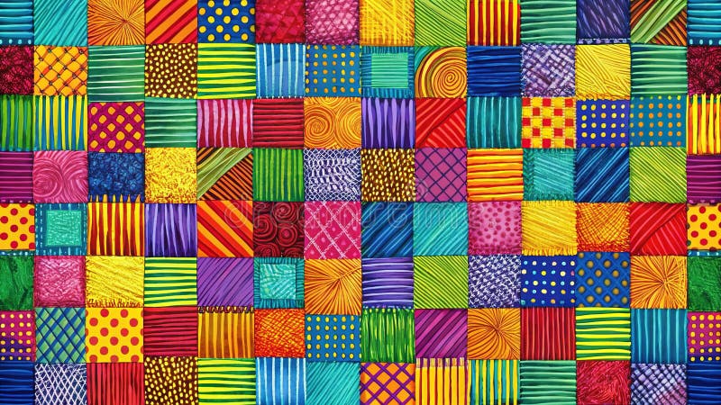 Vibrant Abstract Patchwork Design Intricate Lines and Geometric ...