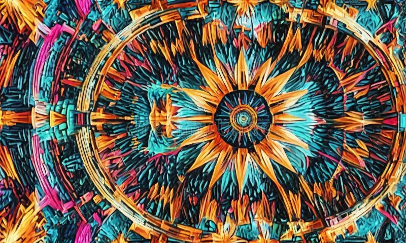 Vibrant Abstract Pattern Features Central Sunburst Design Surrounded by ...