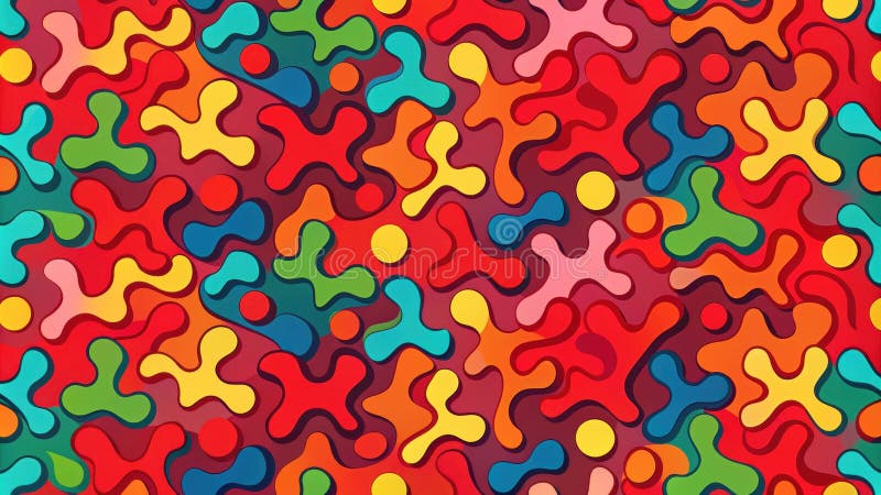 Vibrant Abstract Pattern of Interlocking Colorful Shapes Featuring a ...