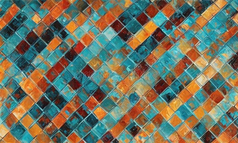Vibrant Abstract Pattern Overlapping Blue, Orange, and Red Squares ...