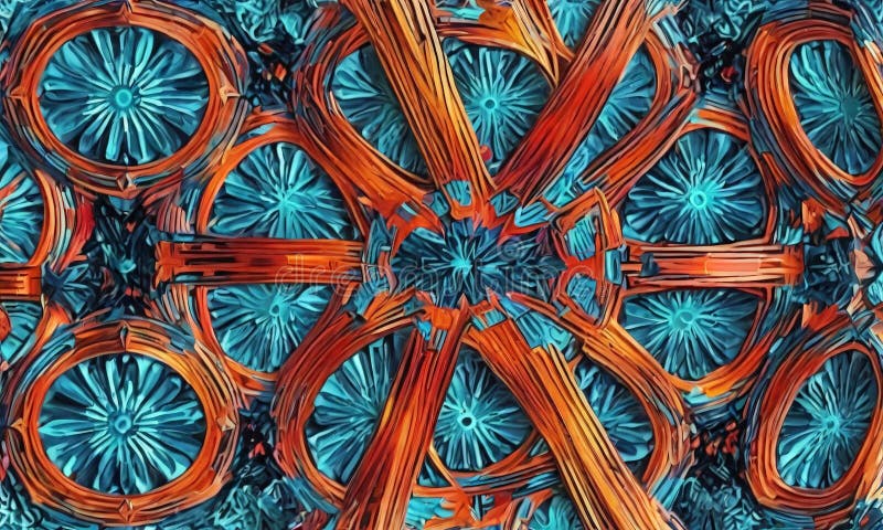 Vibrant Abstract Pattern Overlapping Circles And Lines In Shades Blue