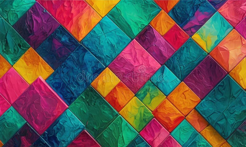 Vibrant Abstract Pattern Overlapping Diamond Shapes in Various Bright ...