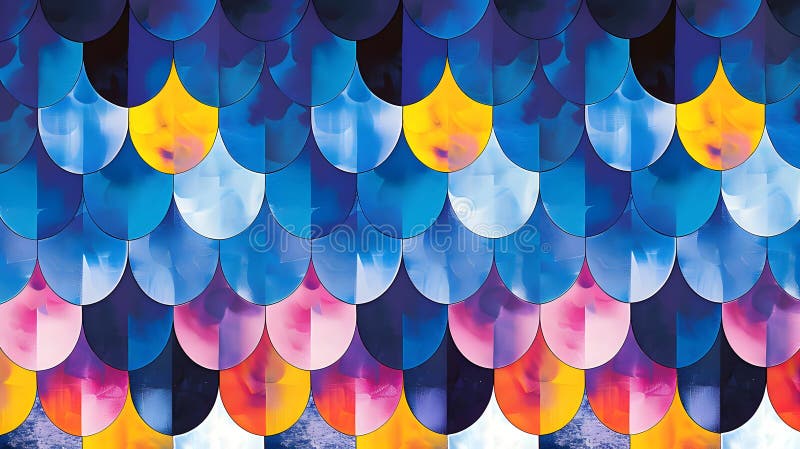 A Vibrant, Abstract Pattern of Overlapping Scales in Various Shades of ...