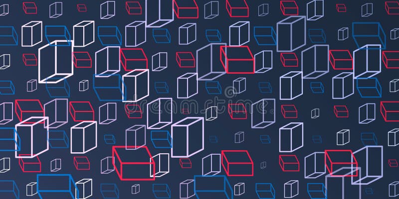 A Vibrant Abstract Pattern of Repeating 3D Cubes in Red, Blue and White ...