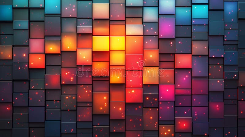 Vibrant Abstract Patterns of Colorful Squares with Glowing Effects ...